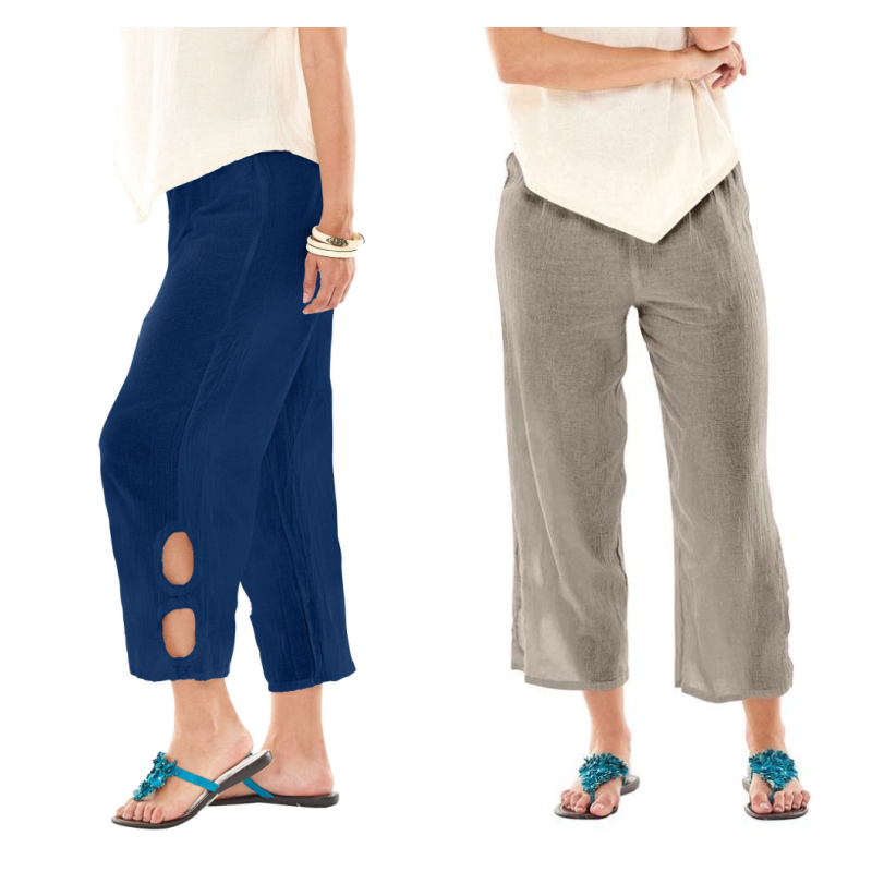 Cloud Gauze Pants: Cropped Pant with 2 Keyhole Cutouts at Calf ...