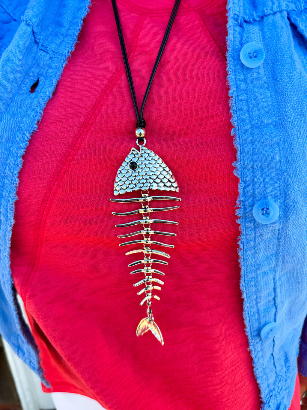 Silver Fish Bone Necklace Set – Blooming Boutique