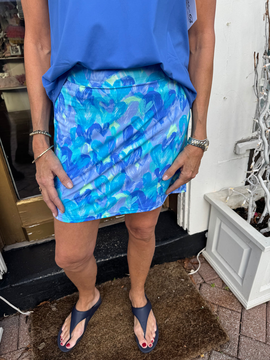 Beachtime by Lulu B Blue Multicolor Heart 2-Pocket Skort – Blooming ...