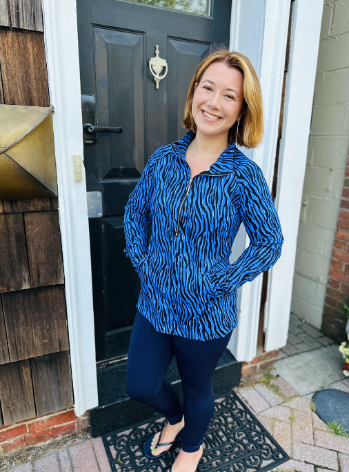 Lulu B Blue Zebra Quarter Zip Up – Blooming Boutique