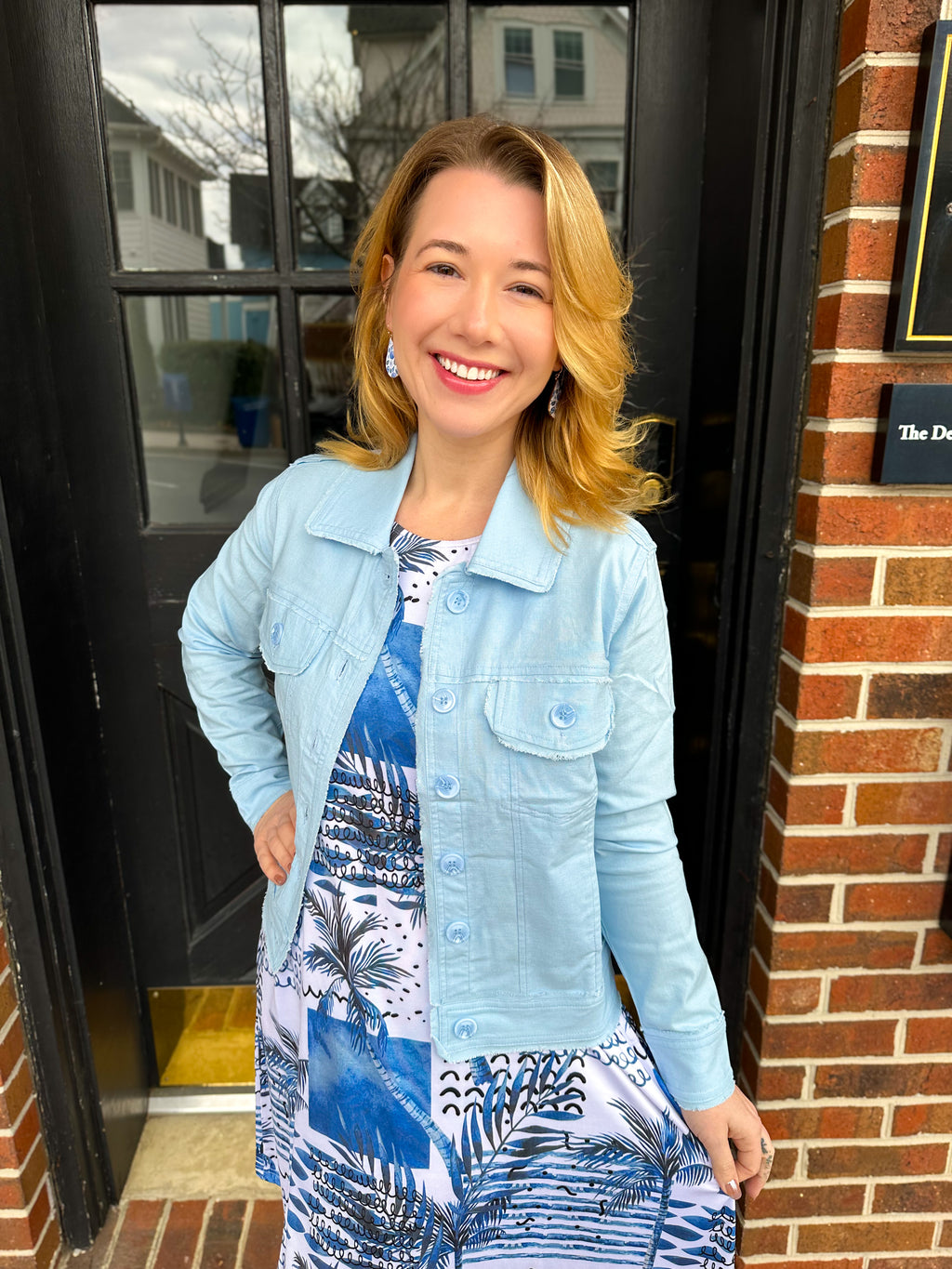 Tango Mango Stretch Linen Jacket Sky Blue – Blooming Boutique