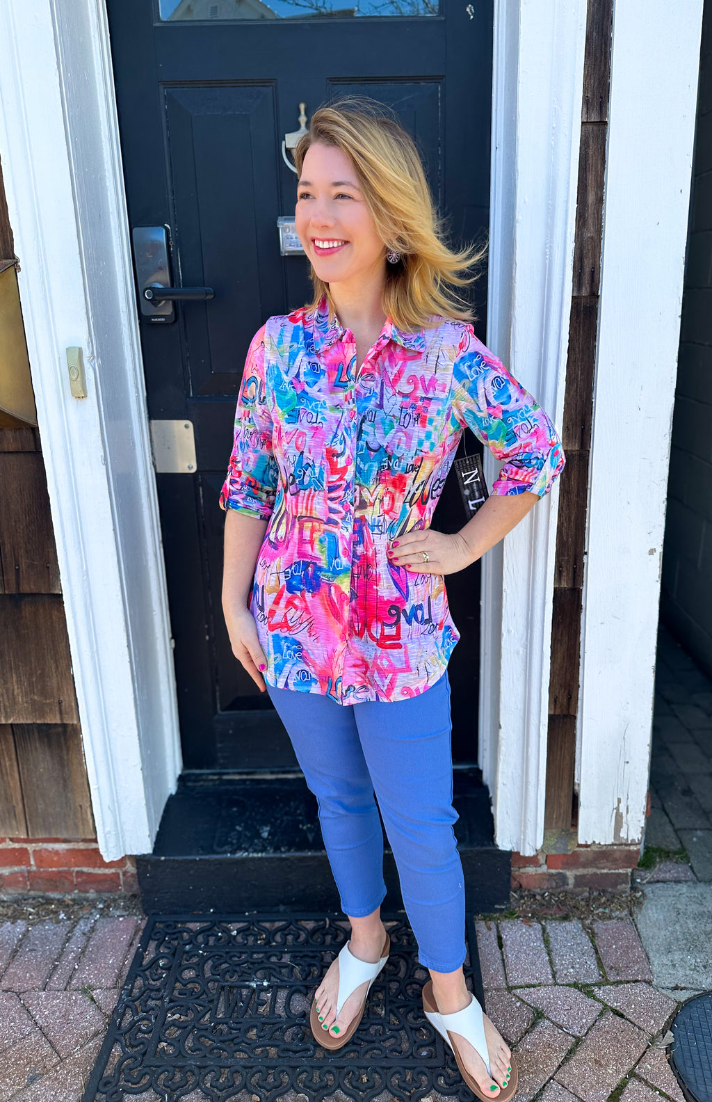 Tango Mango Love Graffiti Button-Up Blouse – Blooming Boutique