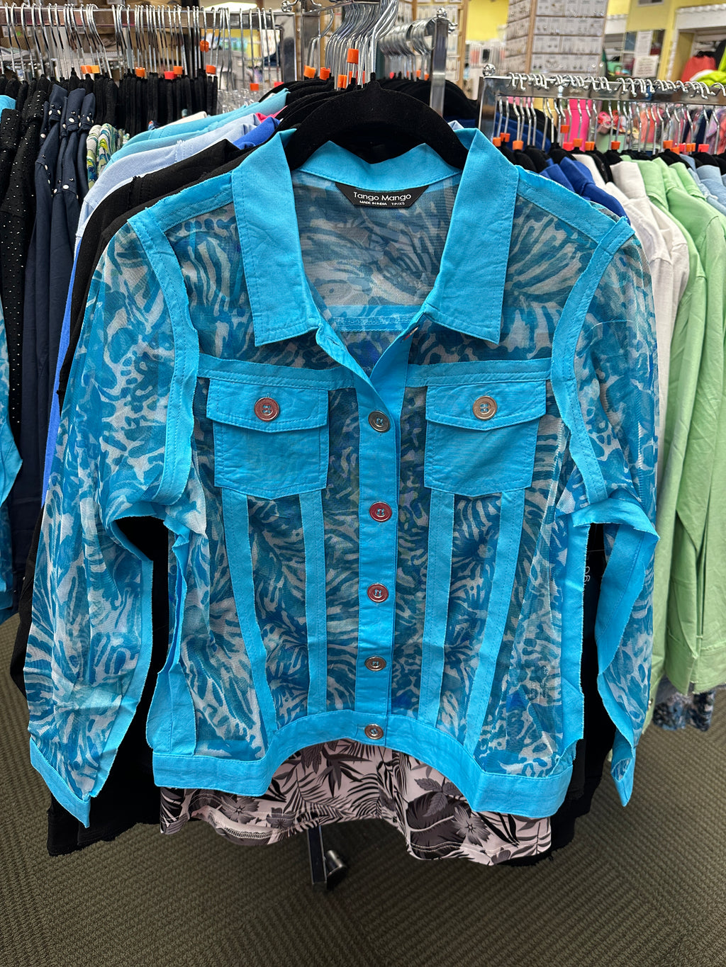 Tango Mango Sheer Turquoise Jacket – Blooming Boutique