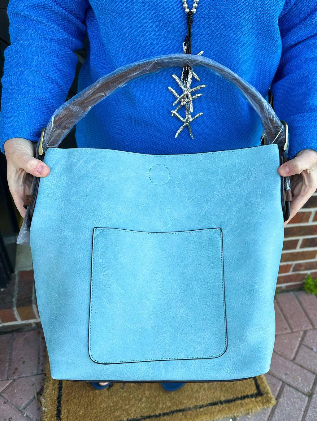 Joy Susan Classic Hobo Handbag Blue Sugar – Blooming Boutique