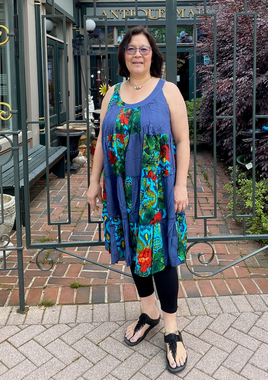 KikiSol Aqua Rose Patchwork Tank Dress – Blooming Boutique