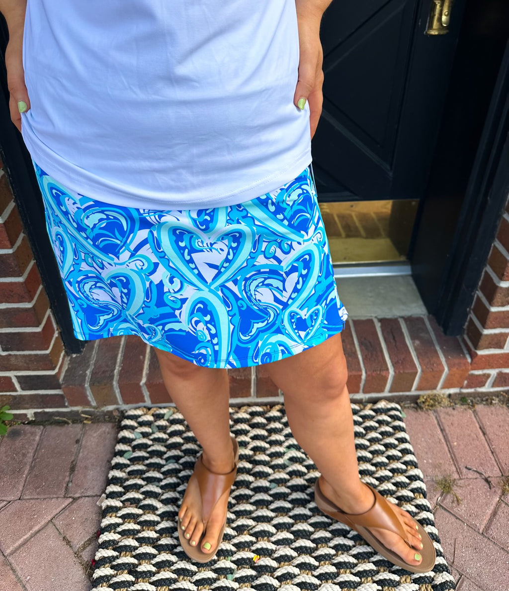 Lulu B Blue Hearts Zip Skort – Blooming Boutique