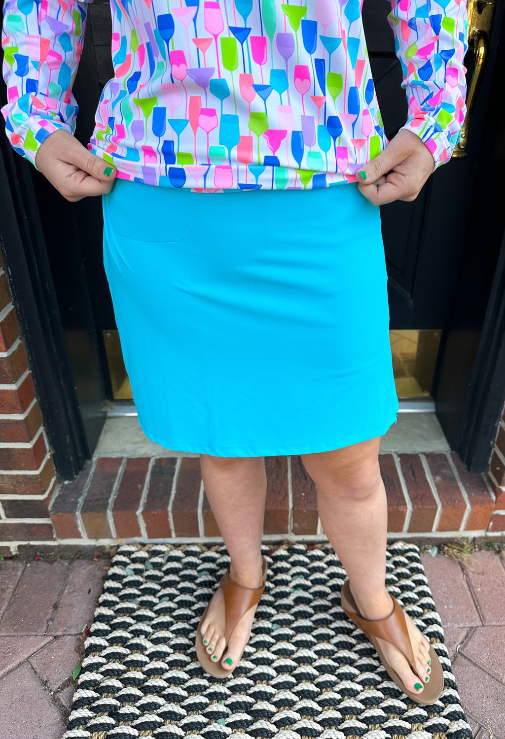 Lulu B Clearwater Turquoise Tahiti Zip Skort – Blooming Boutique