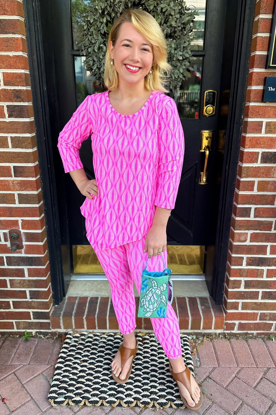 Lulu B Light Pink Dots Asymmetrical S-Neck Top UPF 50+ – Blooming Boutique