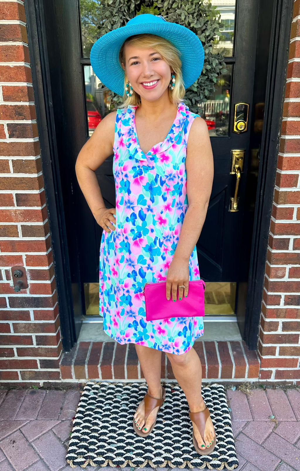 Lulu B Pastel Flowers Ruffle Neck Dress – Blooming Boutique