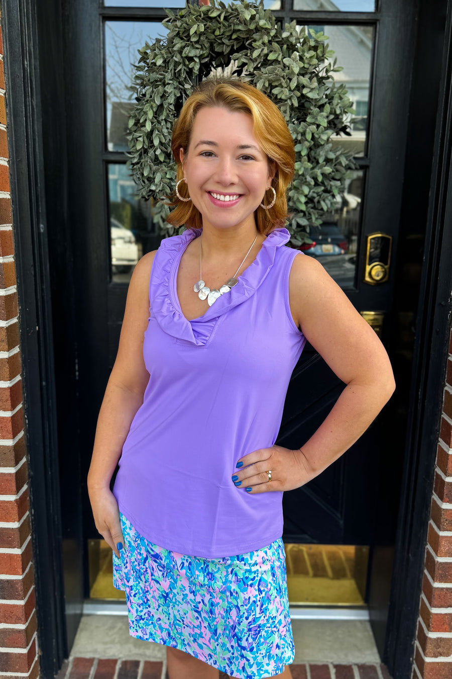 Lulu B Ruffle Neck Clear Lilac Tank – Blooming Boutique